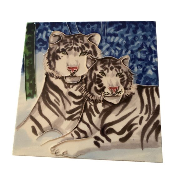 Jaco | Wall Decor | White Tiger Backsplash 8x8 Decorative Wall Art ...
